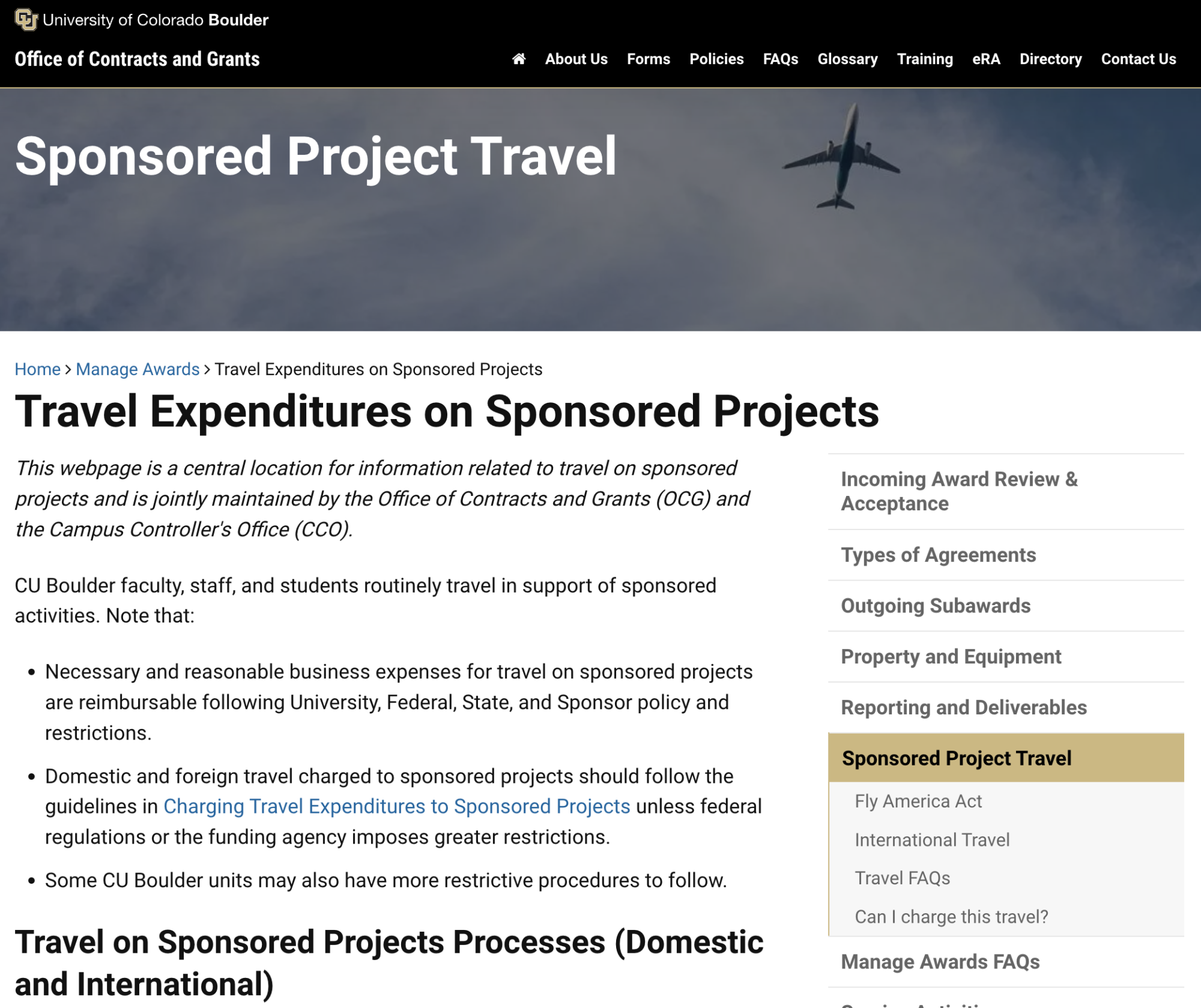 Sponsored project travel page is now live | Campus Controller's Office | University of Colorado ...